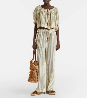 Ulla Johnson Josephine Striped Cotton Wide-leg Pants