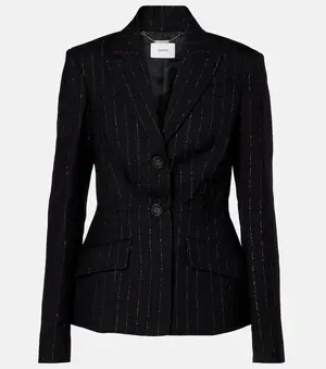 Erdem Pinstripe Wool Blazer - Black