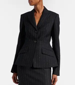 Erdem Pinstripe Wool Blazer