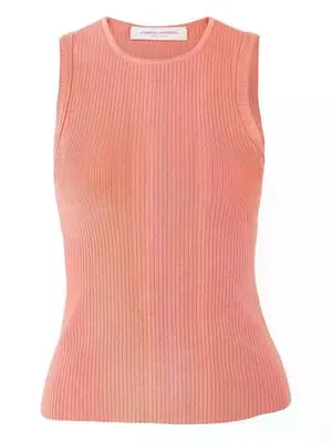 Carolina Herrera Ribbed Knit Tank With Braided Trim - Pink