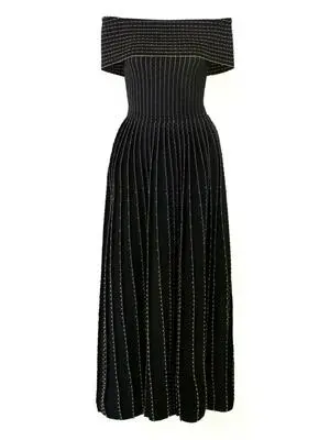 Carolina Herrera Bead-embroidered Off-shoulder Dress - Black