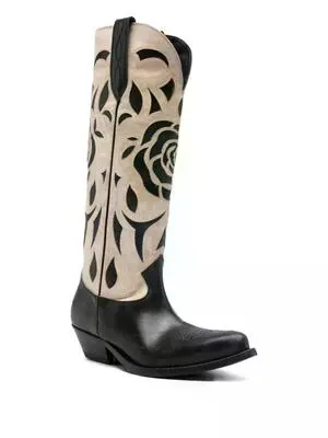 GOLDEN GOOSE Wish Star Embroidered Cowboy Boots - Black