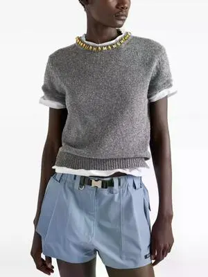 Prada Embellished Short-sleeved Sweater