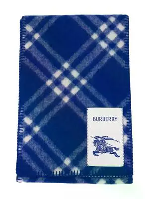 Burberry Check-pattern Wool Scarf - Blue