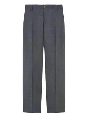 Versace Micro-checked Wool Trousers - Grey