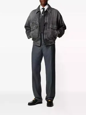Versace Micro-checked Wool Trousers