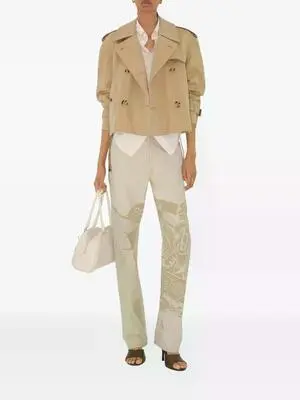 Burberry Double-breasted Cropped Cotton Trench Coat - Neutrals
