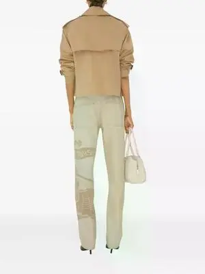 Burberry Double-breasted Cropped Cotton Trench Coat - Neutrals