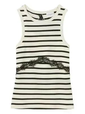 Claudie Pierlot Striped Lace Band Tank Top - Neutrals