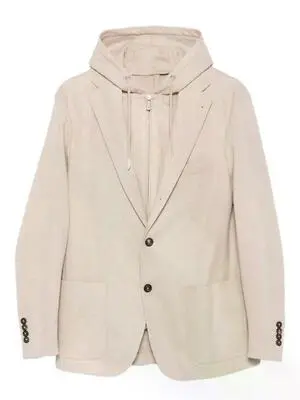 Eleventy Hooded Single-breasted Blazer - Neutrals
