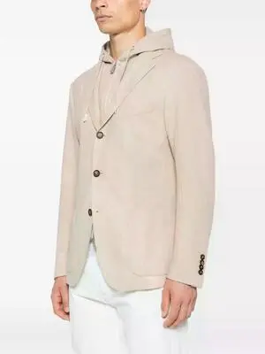 Eleventy Hooded Single-breasted Blazer - Neutrals