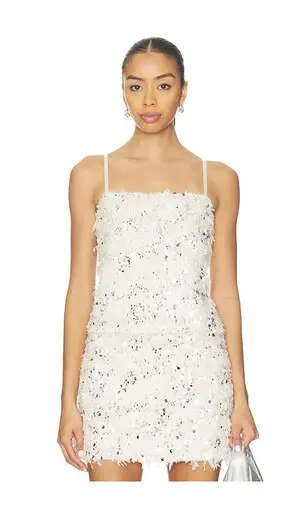 Steve Madden Blakelyn Faux Feather And Sequins Top - Ivory