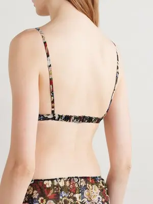 Khaite Talita Floral-print Silk-chiffon Triangle Bra - Multi