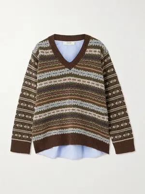 Sea Ciara Fair Isle Wool And Cotton Poplin Sweater - Multi