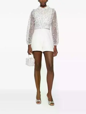 Maje Embellished Collared Tweed Jumpsuit - White