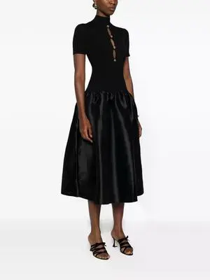 SELF-PORTRAIT Button-detail High Neck Midi Dress