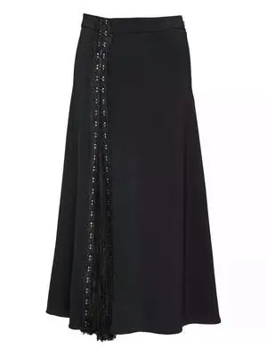 NISSA Lace-trim Midi Skirt - Black