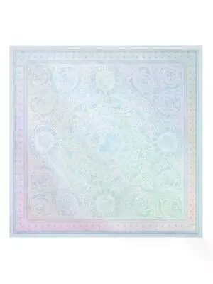 Versace Barocco Large Silk Foulard 90 Cm Blue