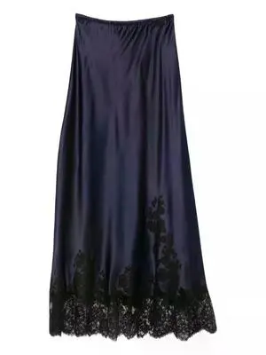 Carine Gilson Lace-detail Silk Skirt Pyjama - Blue