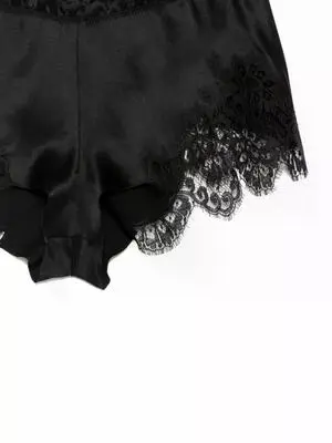 Carine Gilson Lace Trim Silk Shorts - Black