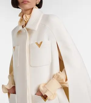 Valentino Garavani Vgold Wool Cape - White