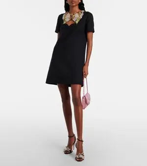 Valentino Garavani Embellished Wool And Silk Mini Dress