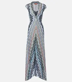 Missoni Gathered Asymmetric Lamé Maxi Dress