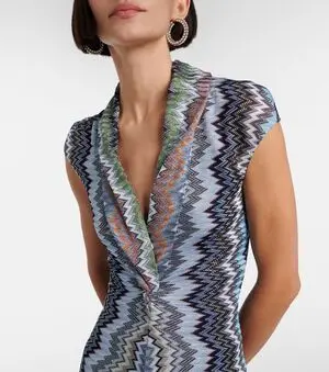 Missoni Gathered Asymmetric Lamé Maxi Dress