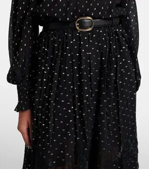 SELF-PORTRAIT Lace-trimmed Polka-dot Chiffon Maxi Skirt