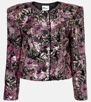 SELF-PORTRAIT Sequined Cropped Jacket - Multicoloured