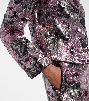 SELF-PORTRAIT Sequined Cropped Jacket - Multicoloured