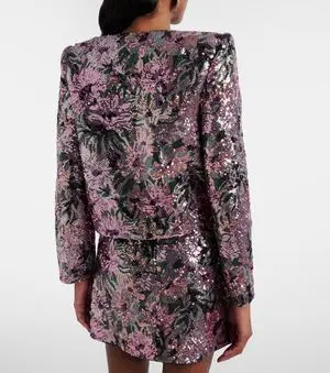 SELF-PORTRAIT Sequined Cropped Jacket - Multicoloured