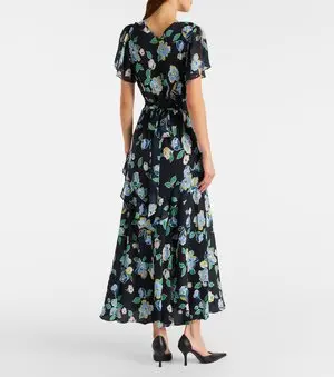 Rixo Kimmie Floral Silk Midi Dress