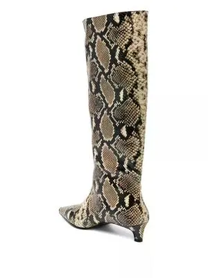 Senso Knee-high Boots With Snakeskin Effect And Pointed Toe