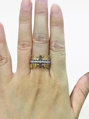 HYT JEWELRY 18k White And Yellow Gold Multi-cut Diamond Ring - Silver