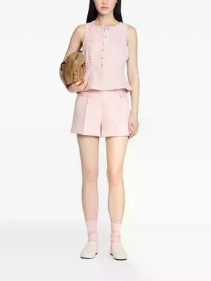Sandro Sequin Check Tweed Shorts