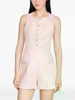 Sandro Sequin Check Tweed Shorts