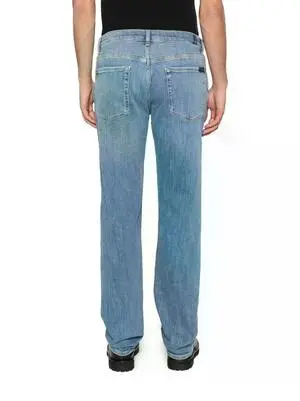 7 For All Mankind Topstitch Straight Leg Jeans - Blue