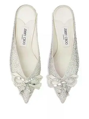 JIMMY CHOO Auria Crystal Embellished Bow Mules