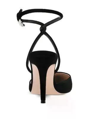 GIANVITO ROSSI Suede Slingback Pumps With Crystal Embellishment