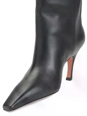 Amina Muaddi 80mm Mona Leather Zip Boots