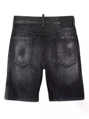 Dsquared2 Faded Black Wash Denim Shorts - Grey