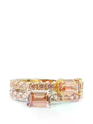 IZABEL DISPLAY Slim Band Ring With Beige Stone Embellishment - Silver