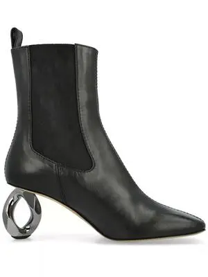 JW Anderson Chain-heel Leather Chelsea Boots - Black