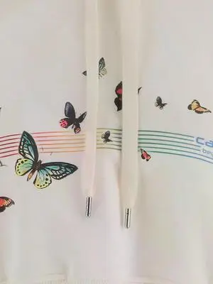 Casablanca Butterfly Print Cropped Hoodie