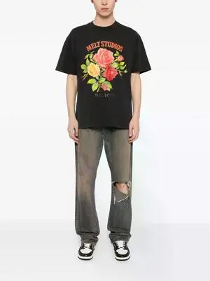 MELT Floral-printed T-shirt - Black