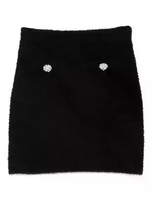 SELF-PORTRAIT Textured Mini Skirt With Crystal Embellishment