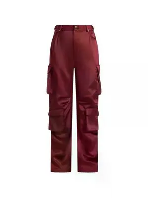 Manière De Voir High-waisted Satin Cargo Trousers - Red