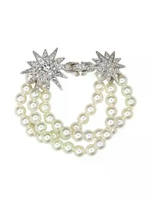 KENNETH JAY LANE Star Detail Faux Pearl Bracelet - Silver
