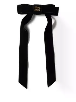Miu Miu Velvet Hair Clip With Bow Detail - Black